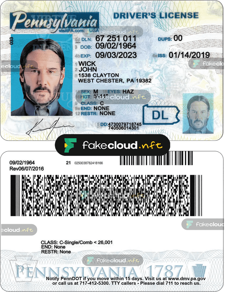 Pennsylvania Driver License NEW Template 1200DPI - Satoshipsd